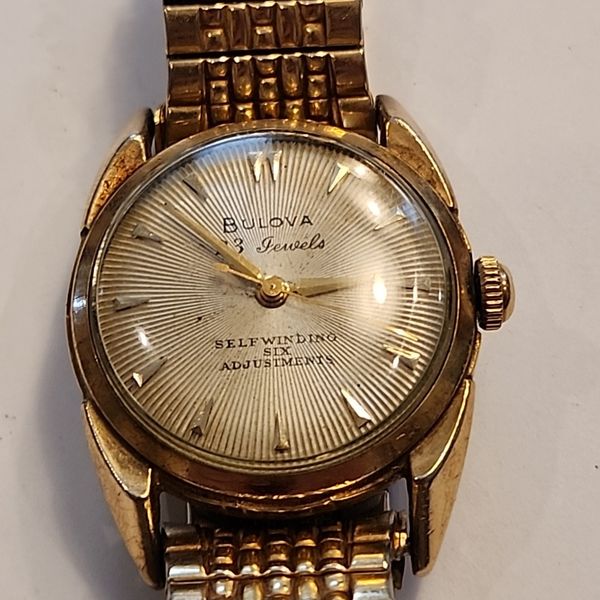 BULOVA 23 JEWELS SELFWINDING SIX ADJUSTMENTS 1955 SUNBURST DIAL RUNNING ...