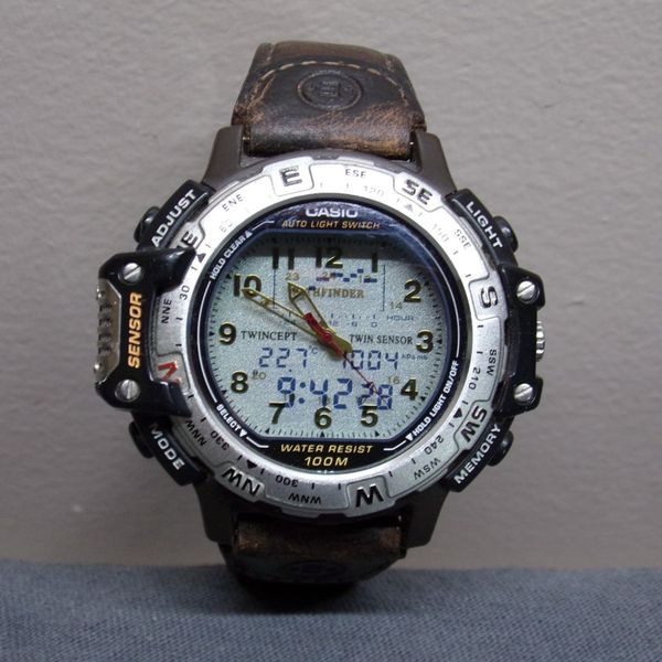 Men's CASIO "Pathfinder" Twin Sensor Hybrid Watch PAT-50 - Works Great ...