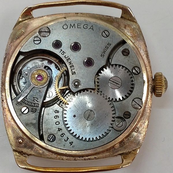 Omega 1935 Watch Gents 9ct Gold Cushion Case Seconds Sub Dial Dennison ...