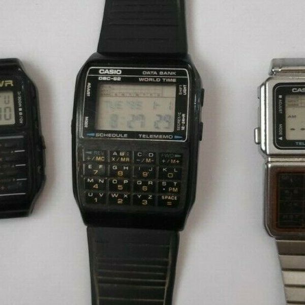 Lot of 3 vintage Casio calculator watch for parts / restore ...