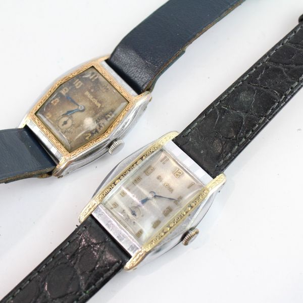 Mens Vintage Bulova Tonneau Case Watches Mechanical Working x 2 ...