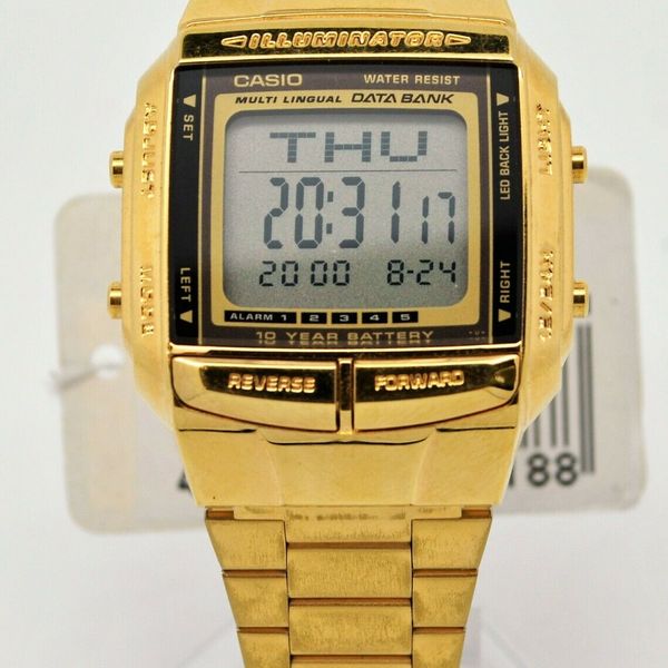 NOS Casio databank gold plated gents LCD watch DB-380-9ADF ...