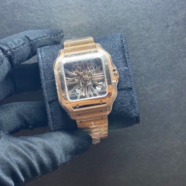 Cartier Santos Skeleton Dial Rose Gold WHSA0016 (Brand New ...