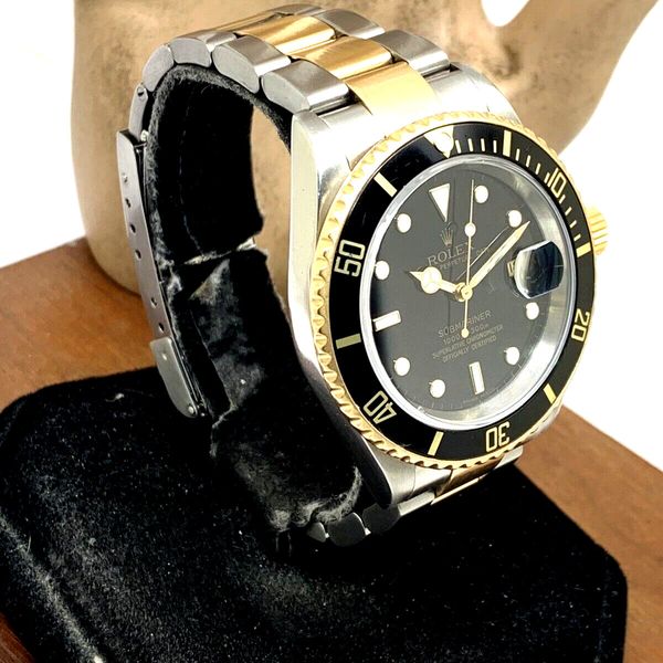 Rolex Men's Watch 16613 Submariner Automatic Black Dial Two Tone 18k ...