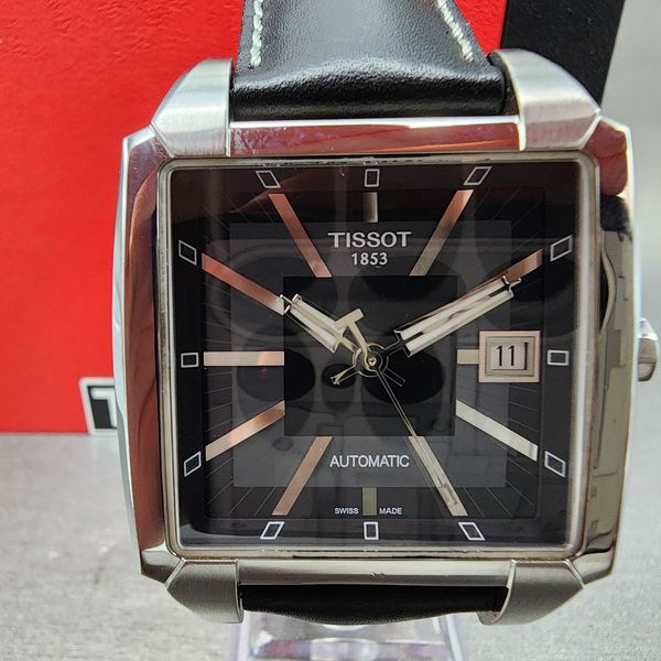 Tissot Quadrato Automatic Watch Men 38mm Black Dial Steel Date ...