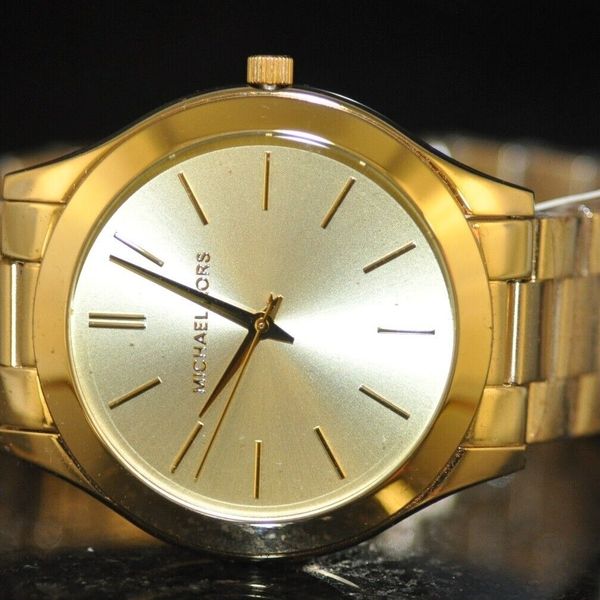 Michael Kors Ladies Runway Champagne Dial Gold Stainless Steel Watch ...