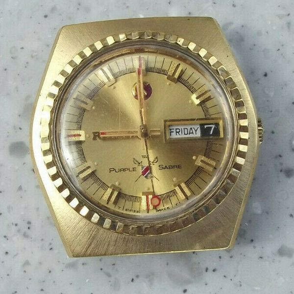 RARE VINTAGE RADO PURPLE SABRE AUTOMATIC DATE SWISS MEN’S WRIST WATCH ...