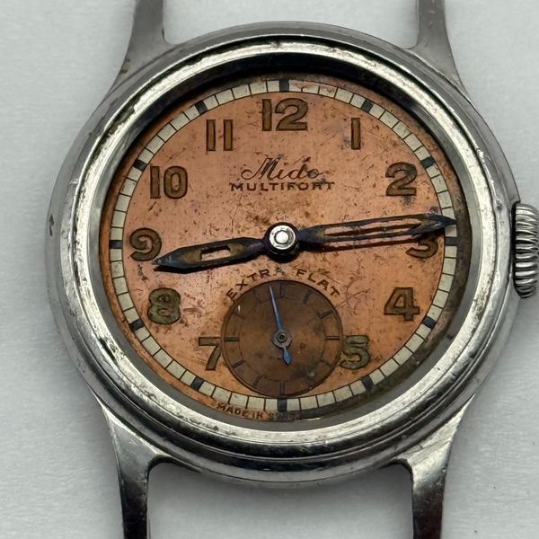 29.8mm Running Vintage Mido Multifort Extra Flat 6969 Military Style ...
