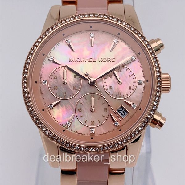 Michael Kors MK6769 Ritz Chronograph Rose-Gold & Pink Ladies Wrist ...