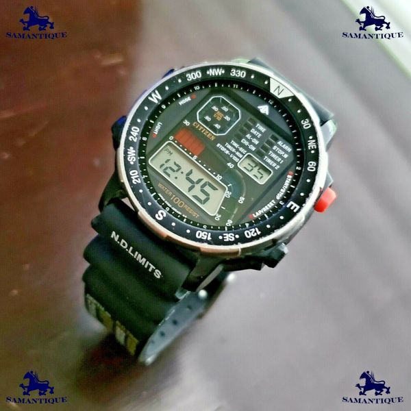 Vintage Citizen Windsurfer D060 42-8035 Digital Dive Watch Black Near ...
