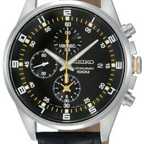 SEIKO watch chronograph date SNDC89PD reverse import black ...