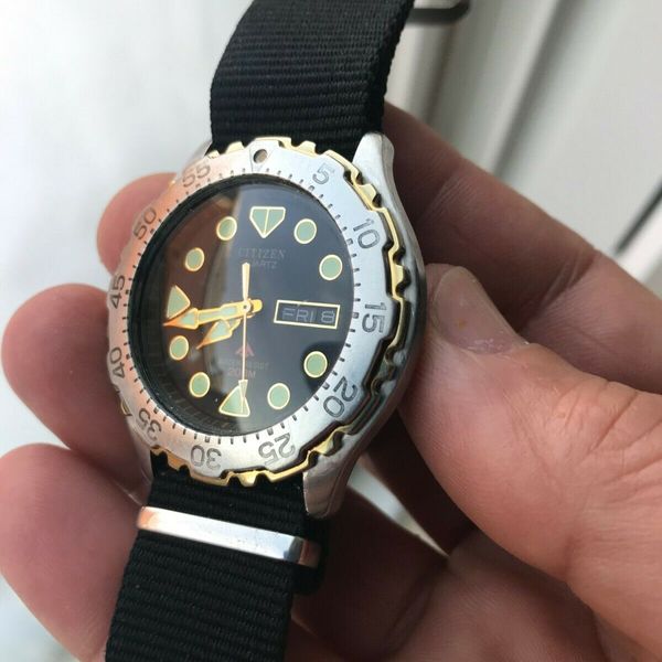 VINTAGE CITIZEN PROMASTER 5502-F50247 LEFT SIDED CROWN 200M ON STRAP ...