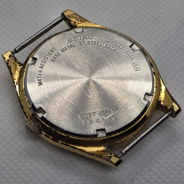 Seiko Watch Case Men Gold Dial Gold Tone Daydate Round 7N43-9048 ...