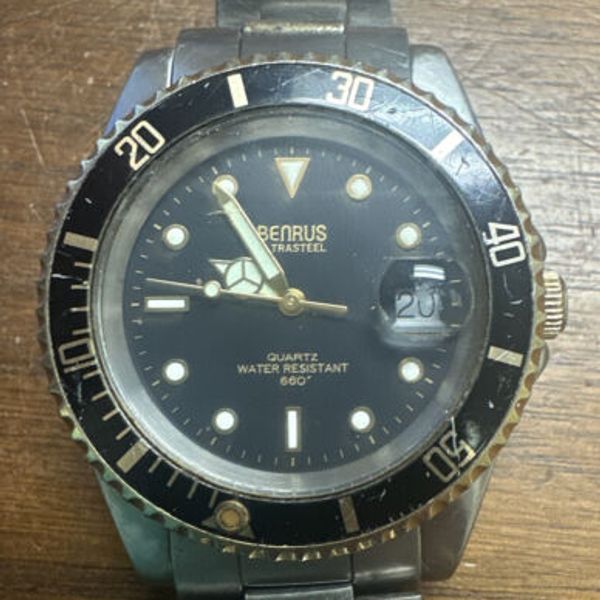 BENRUS ULTRASTEEL QUARTZ WATER RESISTANT 660' Diver’s WATCH Working ...