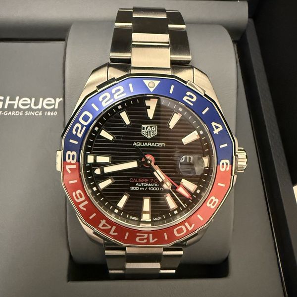 Tag Heuer Men's Aquaracer Pepsi Automatic Calibre 7 GMT Watch WAY201F ...