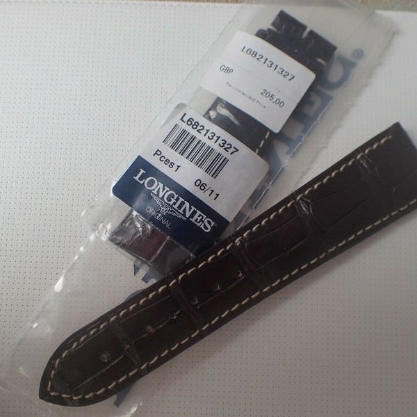 Mens Longines 24mm New HydroConquest Alligator Leather Strap L682131327 ...