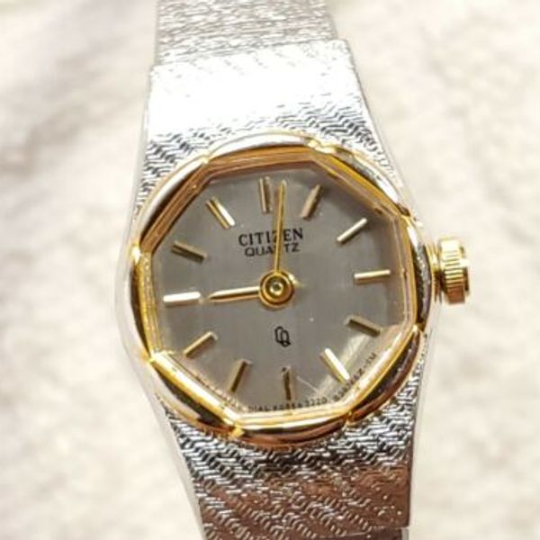 Vintage Citizen CQ Watch Two Tone Octagonal Bezel Dress Chain One Jewel ...
