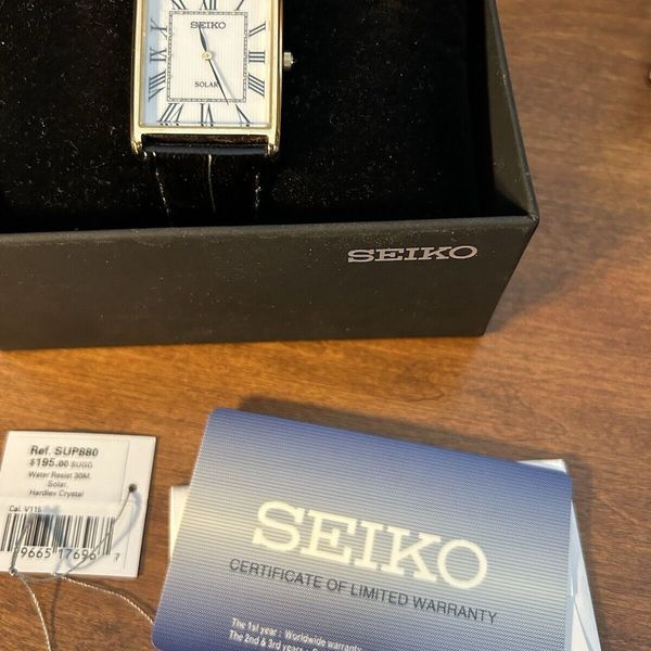 Rare Seiko SUP880 Solar Tank White Face Dress Watch | WatchCharts Marketplace
