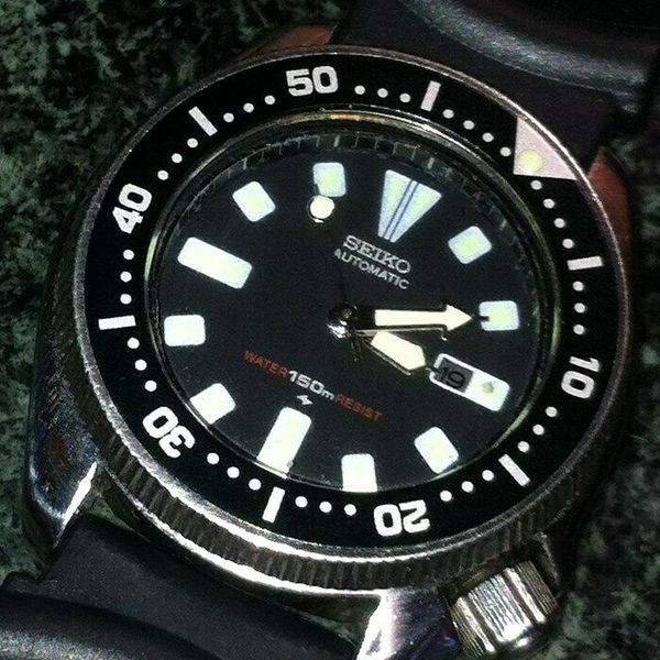 SEIKO SCUBA DIVERS WATCH AUTO 4205-0140 15 BAR BLACK FACE, BLACK BEZEL ...