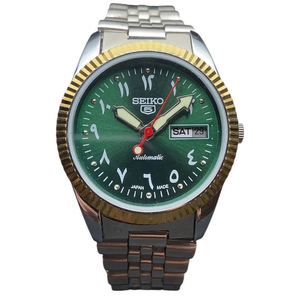 Vintage Seiko 5 PrÃ©sident Green Automatique Mens Japan Watch Open Case ...