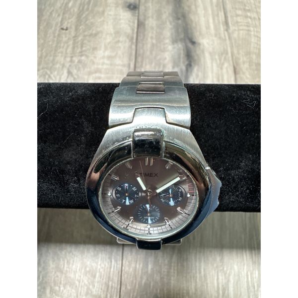 Timex Mens Stainless Steel Silver Tone / Tan Chronograph Watch New ...