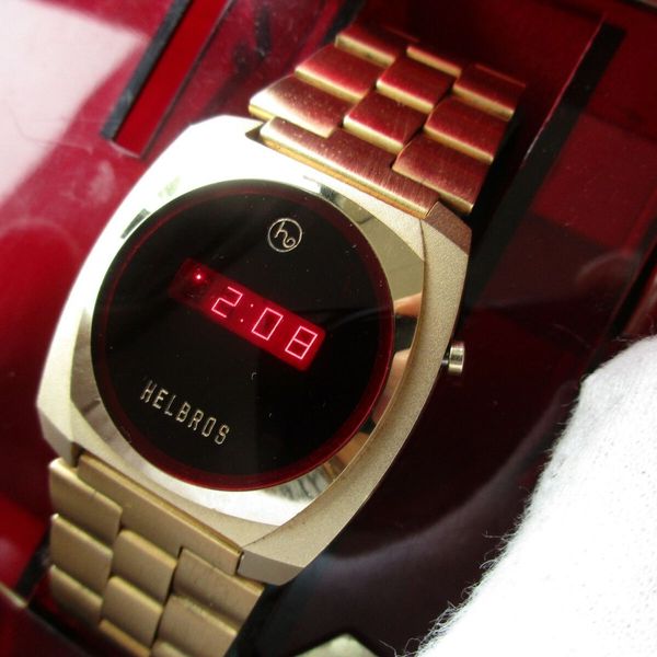 Helbros Minicom vintage 1970's red LED men's watch in box - works ...