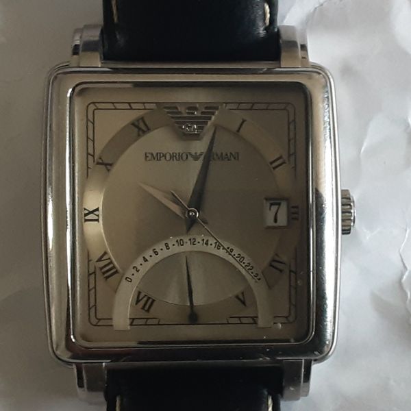 Emporio Armani AR 5328 mens quartz designer watch Retro styled leather ...