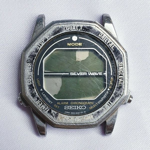 Vintage Seiko Silver Wave A829-6040 Japan Digital Watch parts repair ...