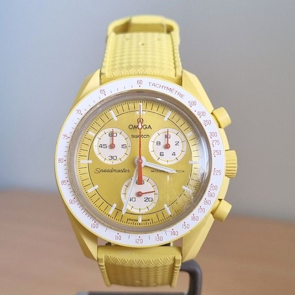 Omega Swatch Bioceramic Mission to the Sun yellow dial chronograph ...
