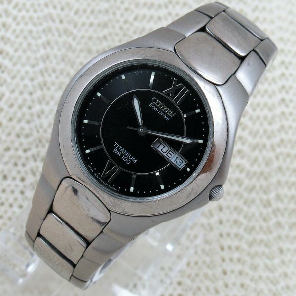 Citizen Eco-Drive Titanium WR 100 Day Date Men Watch, Runs & Keeps ...