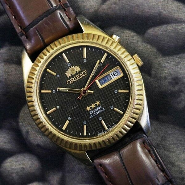 VINTAGE ORIENT 3 STAR CRYSTAL "FLUTED BEZEL" AUTOMATIC JAPAN MEN'S USED ...