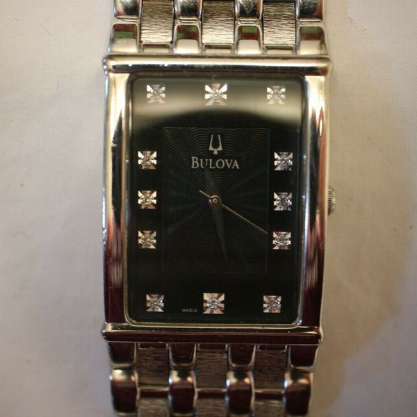 Men's Bulova Diamond Accent Stainless Steel Black Dial Watch C860466 ...