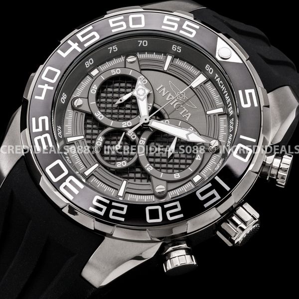 Invicta Men Speedway Chronograph Gunmetal Dial Black Combat Tachymeter ...