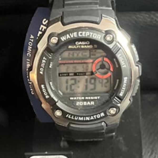Casio Digital Atomic Waveceptor Chronograph 200M WR Timer Stopwatch ...