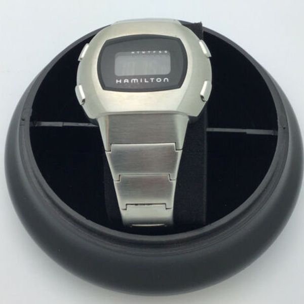 RARE 2002 Hamilton LCD Men In Black Digital Watch W/Full Set Box ...