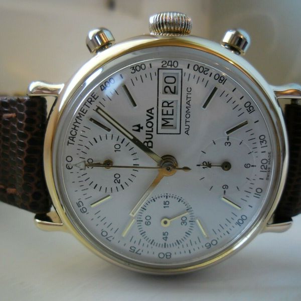 VINTAGE BULOVA CHRONOGRAPH AUTOMATIC MEN'S WATCH MOV-VALJOUX-7750 GOOD ...