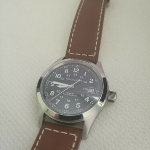 Hamilton Khaki Field Mens Brown Leather Swiss Automatic Watch H70455533 ...