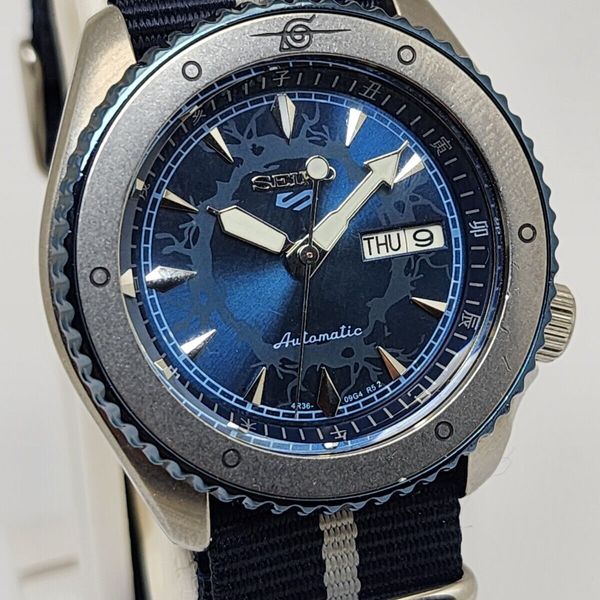 Vintage Seiko 5 Sports Naruto & Boruto Uchiwa Sasuke Limited Edition ...