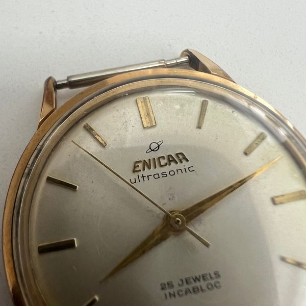 GENTS VINTAGE ENICAR ULTRASONIC 25j GOLD PLATED WRISTWATCH - WORKING ...