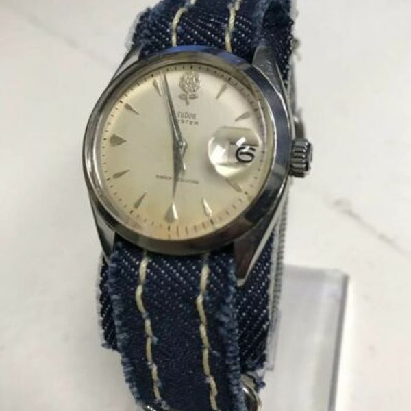 Vintage Tudor by Rolex Oysterdate BIG ROSE 7939 White Patina Dial Bund ...