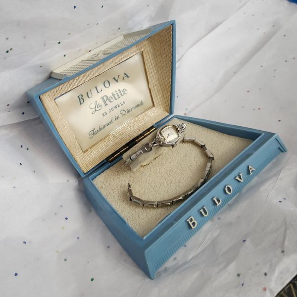 Vtg 1956 Bulova La Petite 23 Jewel 10k RGP Watch In Celluloid Case ...