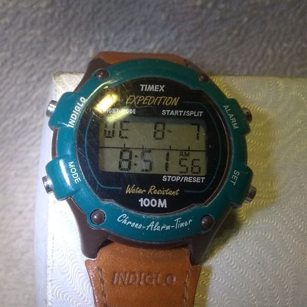 Timex Expedition Digital Watch Brown Leather Chrono Alarm Timer New Bat Works ! | WatchCharts ...