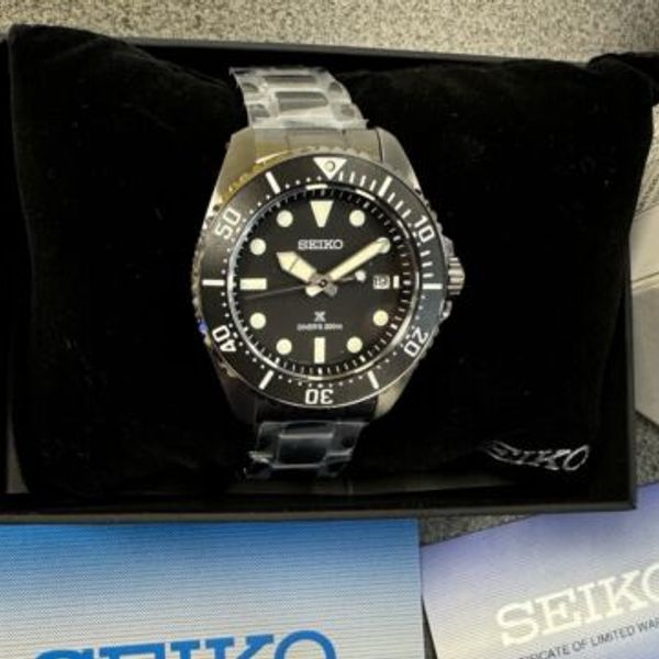 Seiko Solar Diver Black Dial Black Bracelet Men's Watch SNE599 New With ...