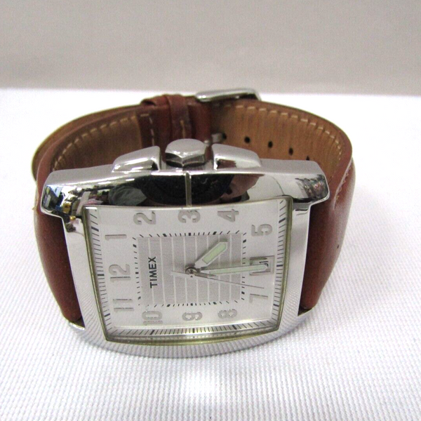 Vintage Timex SR920SW Quartz Time & Date Watch with Brown Leather Band ...