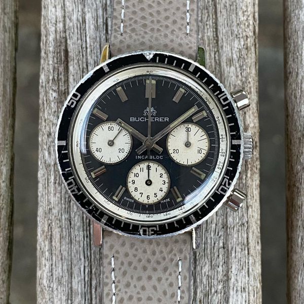 Vintage Bucherer Incabloc 5 ATM Chronograph Reverse Panda Valjoux 72 Rare | WatchCharts