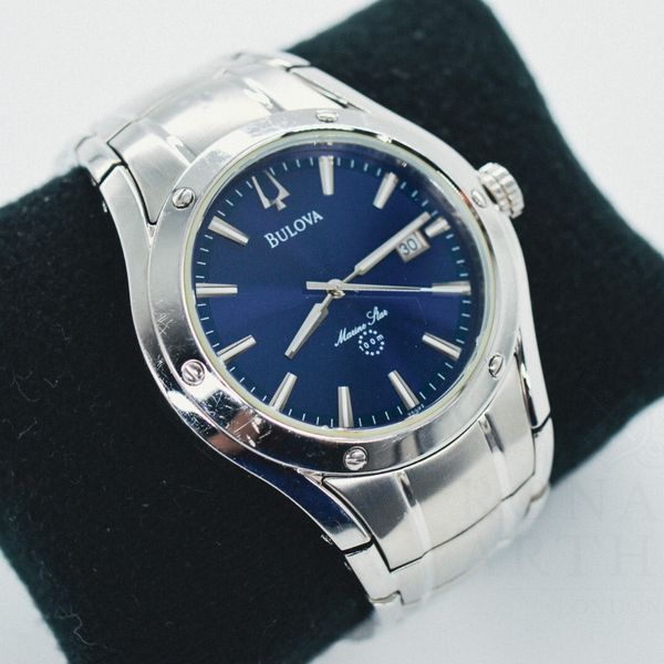 Bulova Marine Star Quartz Watch Blue Dial 96G92 New Battery & Seal ...