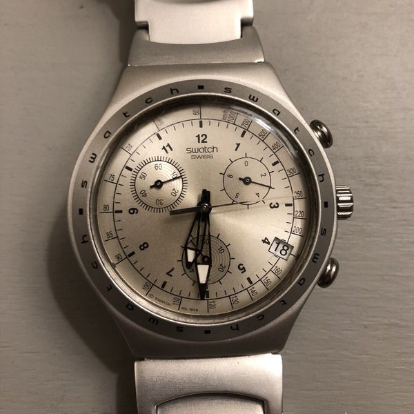Vtg Swatch Irony Mens Watch Chronograph Aluminum Swiss Quartz With Box & Docs | WatchCharts ...