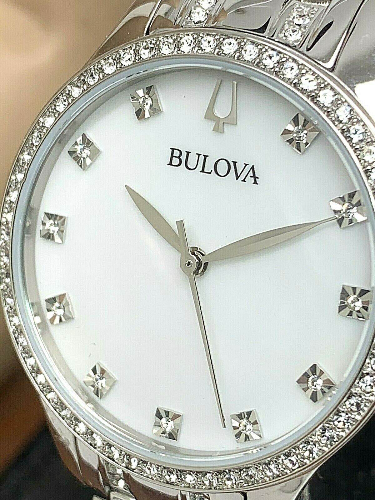 Bulova Women's Watch 96X145 Quartz Crystal Accent Mother of Pearl Dial ...
