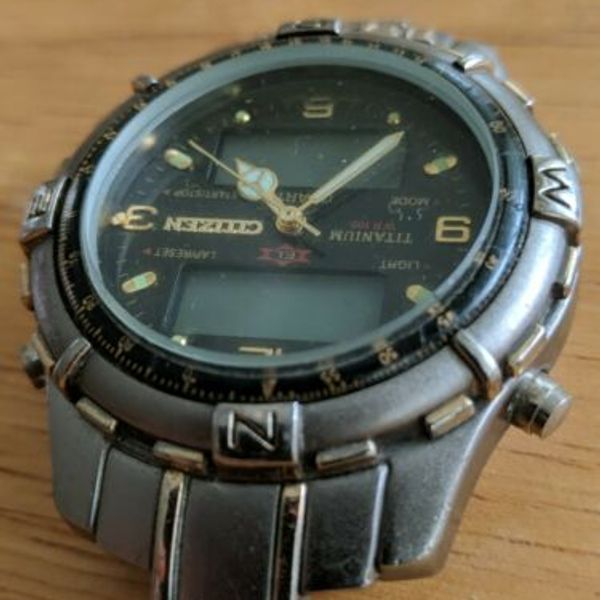 Citizen Eco-Drive Titanium WR100 chronograph Watch 100m 0855 HO1113 ...