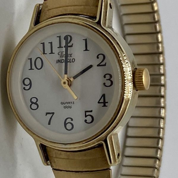 TIMEX Ladies Watch New Battery Gold Expansion Band Backlight WR Large ...